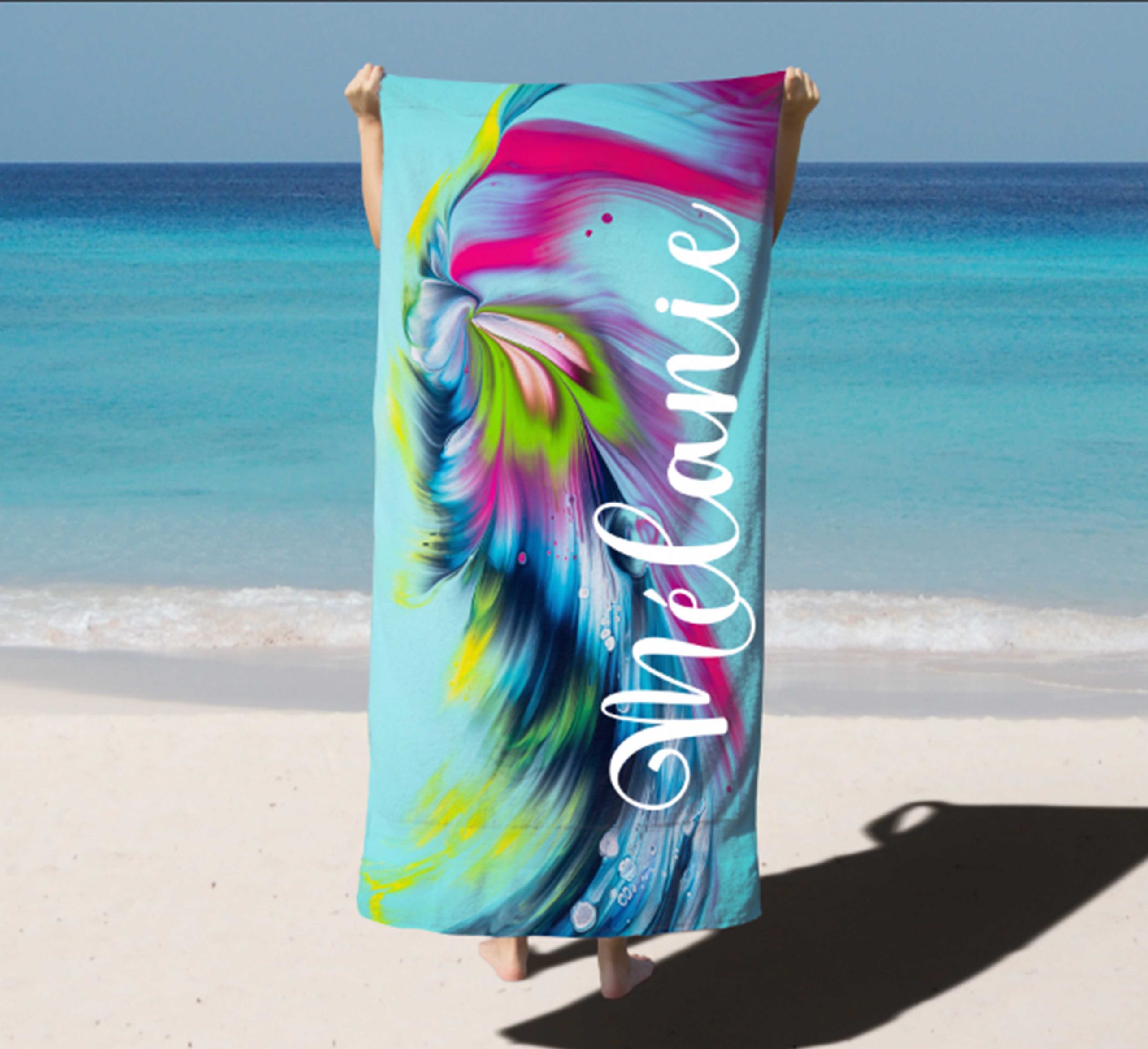 Serviette de plage personnalisée - Design plage - Cadeau Québec