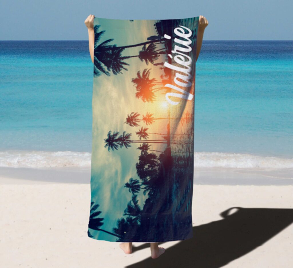 Serviette de plage personnalisée - Sunset - Cadeau Québec